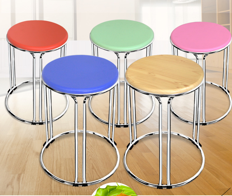 非洲鹰（feizhouying） 非洲鹰凳子彩色时尚圆凳子实木钢筋凳加厚海绵餐凳家用 【黑胡桃吸塑硬面】单只装【图片 价格 品牌 报价】-京东