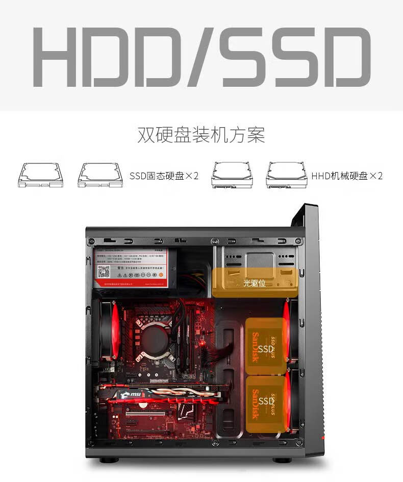 航嘉（Huntkey） 睿智S/MAX/GX400X 组装电脑ATX主机箱 台式游戏支持大板光驱背线 航嘉BU560(睿智MAX)【图片 价格 ...