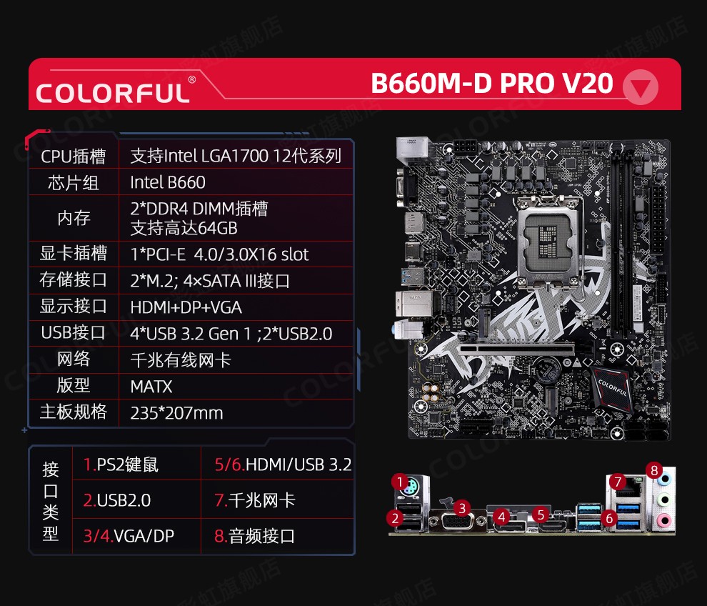 七彩虹（Colorful） Z690搭i5 12400F 12490F 12600KF CPU主板套 H610M-D M.2 V20 板u套装 ...