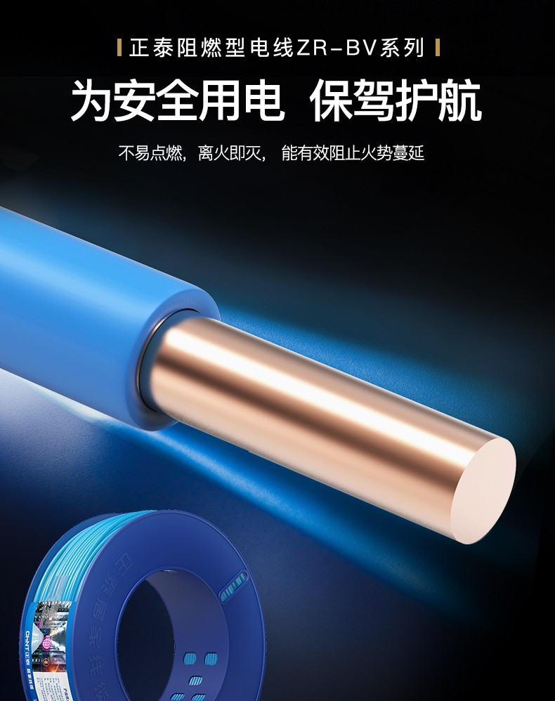 正泰（CHNT）电线电缆ZR-BV2.5平方100米单芯单股铜芯电线 国标照明空调家用硬线阻燃电线 蓝色单股（阻燃）零线【图片 价格 品牌 报价】-京东