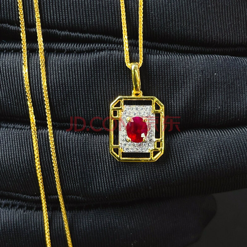 199689 18k金红宝项链 镶白蓝宝 约1.17克－海关/政府-京东拍卖