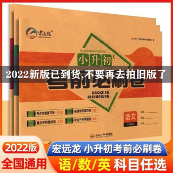【包邮】当日发2022新版 宏远龙小升初考前必刷卷小学升学必备 语文+数学+英语人教版 全国通用版