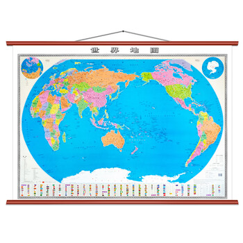 【精装升级版】世界地图2020年新版挂图1.8*1.3米 中英文整张无拼接仿红木双面覆膜办公室会议室