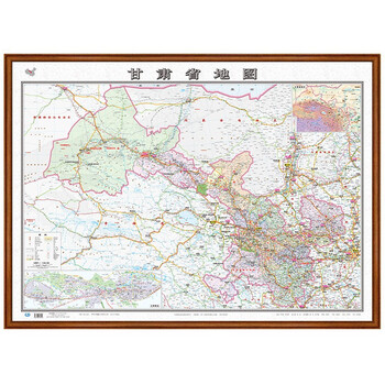 【定制边框】2022年 甘肃省地图 木框装裱 1.1米*0.8米 胡桃色边框