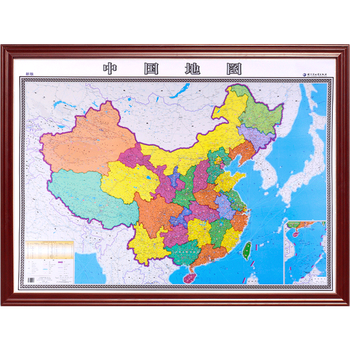 【定制边框】2022年 地图带框 红棕色木框挂图 约1.5米*1.1米 中国地图