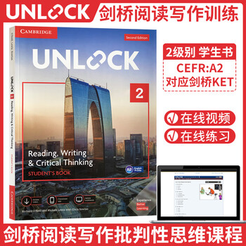 原版第二版 剑桥unlock教材 初级中学英语听力口语阅读写作综合批判思维课程 basic  unlock1 2 3 4 5 附在线学习账号 Reading Writing 2级（读写）