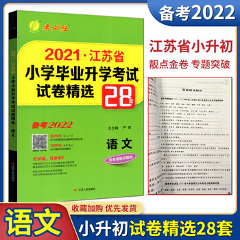 【任意一本】备考2022小升初2021年江苏省小学毕业升学考试精选28套卷小考总复习资料 语文 人教版