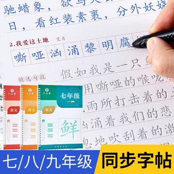 七八九年级上下册凹槽字帖实用部编版同步语文课本初中正楷练字神器反复使用每课一练硬笔书法初学者成年临摹 七年级下册