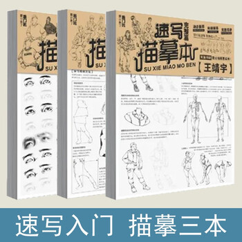 【套装3本】速写描摹本局部/动态/完整篇王靖宇2020敲门砖人物速写浅印描摹速写本绘画零基础入门手绘