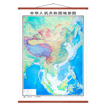 【精装升级版】2020年新版中国地势图挂图1.3*1.8米  竖版整张无拼接 仿红木双面覆膜防水