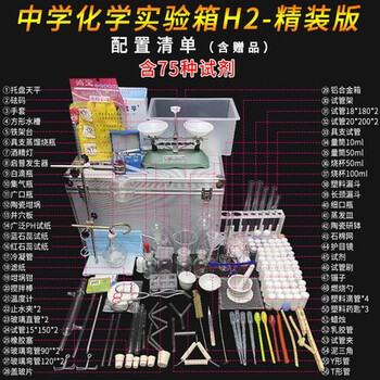 初中中考化学实验箱H2精装版全套化学器材套装初中生高中化学实验试剂药品玻璃教具化学实验室仪器教学实验器材 化学实验箱H2精装版