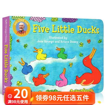 英文原版绘本 Five Little Ducks 五只小鸭 纸板撕不烂纸板书 儿童启蒙绘本 送音频