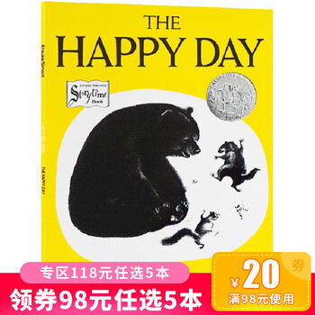 英文原版绘本 The Happy Day 快乐的一天 凯迪克银奖黑白绘本里的春天 大开本平装 4-8岁 露丝.克劳斯Ruth Krauss