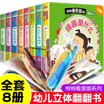 全套8册悄悄看里面儿童书籍撕不烂 0-6岁 幼儿立体书3d翻翻书 宝宝启蒙情景绘本 婴儿益智一岁两岁