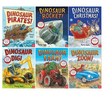 超级恐龙6册英文原版 Dinosaur Farm/Zoom/Dig/Rocket/Christmas 格林威大奖作家Penny Dale 超好玩的恐龙冒险故事 圣诞节 有音频 . 梦想童趣城