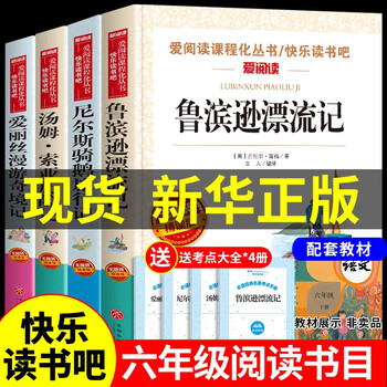 鲁滨逊漂流记孙正版快乐读书吧六年级下册课外书阅读必全套上 汤姆索亚历险爱丽丝漫游奇境尼尔斯骑鹅旅行记 童年爱的教育小英雄雨来 六年级下册 无障碍精读版 4本套装998页 快乐读书吧