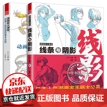 漫画家大课堂 线条与阴影+动画人物绘画的基本法则（套装2册）漫画基础教程入门手绘临摹技法q版鬼刀日本 (2册)线条与阴影+人物绘画法则