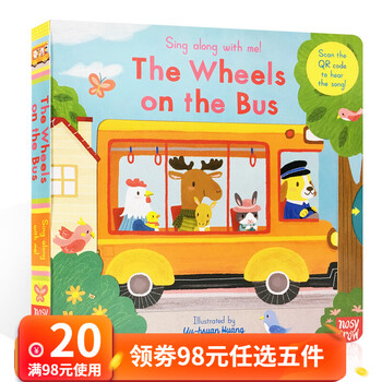 英文原版绘本The Wheels on the Bus经典童谣 玩具机关操作纸板书