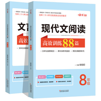 最新升级 初中现代文阅读+文言文阅读高效训练88篇套装（全2册)初中语文八年级阅读理解练习册