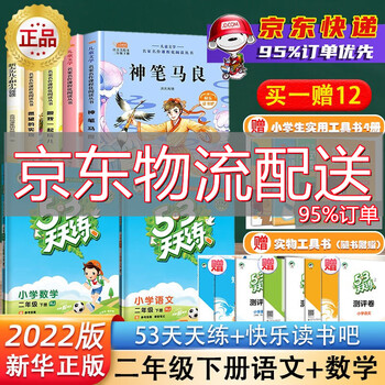 正版授权+全套赠京豆】2022春新版五三53天天练二年级下语文+数学 5+3天天练人教版全套同步练习题 【53天天练+快乐读书吧】二年级下册 数学+语文