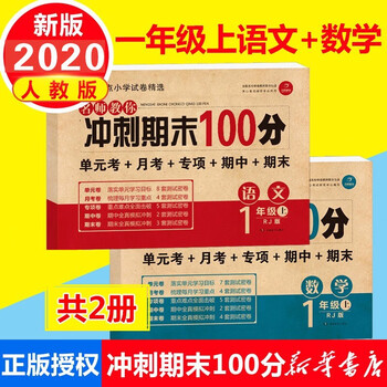 名师教你冲刺期末100分一二三年级上下册数学+语文（套装2册）人教版 试卷同步练习册训练 一年级上