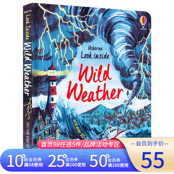 英文原版 Usborne Look inside Wild Weather 低幼科普翻翻纸板书认知启蒙尤斯伯恩 偷偷看里面系列 揭秘恶劣天气 .