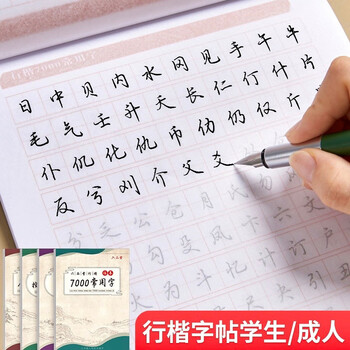 六品堂行楷临摹练字帖成人全套入门基础训练字神器男生女生初中生高中生大学行书笔画笔顺控笔训练硬笔临摹本 行楷-初学速成全套4本【练字笔+12支笔芯】