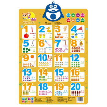 儿童有声挂图 数字1-20 按图触摸 乖宝宝双语挂图幼儿益智启蒙学习0-6岁幼儿童早教启蒙益智玩具图
