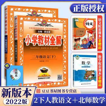可选】薛金星小学教材全解二年级上下册全套教材解读课本同步教辅资料 下册人教版语文北师版数学【2本】