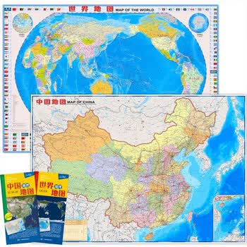 2021年 中国地图+世界地图 864*594毫米 防水耐折 中小学地理