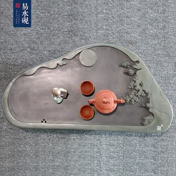 天然整块石茶盘排水小大号易水砚石材茶海茶具石头茶台家用 定制 草绿色