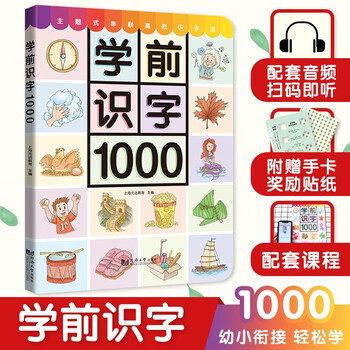 学前识字1000 幼小衔接 330张贴纸 有图无图切换手卡 英语词典 中英项双语音频讲解  注音版