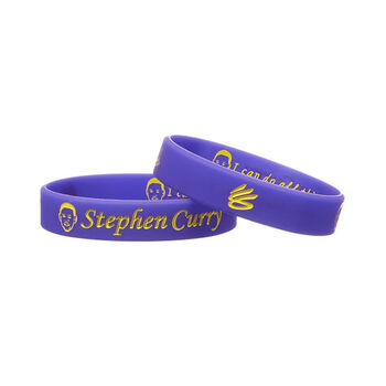【球星推荐】新款库里手环新logo勇士队球星curry30号篮球签名硅胶夜光手链NBA 紫色黄字 一条装 小号17.5cm(建议110斤以下)