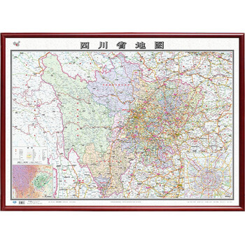 【定制边框】2022年 四川省地图 木框装裱 1.1米*0.8米 红棕色边框