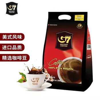 【G7 COFFEE纯黑咖啡 100包 袋装 （英文版）】越南进口 中原G7纯黑速溶咖啡 低卡无糖黑咖啡 200g（2g*100包）【行情 ...