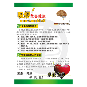 禁烟公益广告文化宣传画挂图标语海报禁止吸烟您已进入无烟场所控烟招贴画覆膜防水贴纸TYH TYH29 禁烟文化海报 60*40厘米 覆膜防水PP贴纸