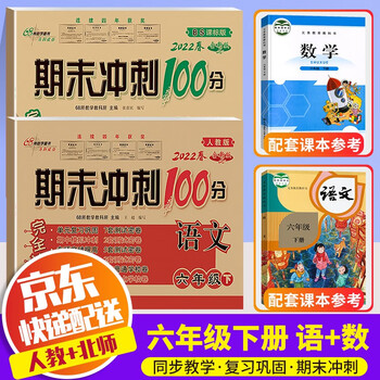 2022新版期末冲刺100分六年级下册试卷部编人教版全套3本小学同步练习册单元期末检测卷 六年级下册 语文+数学 北师版