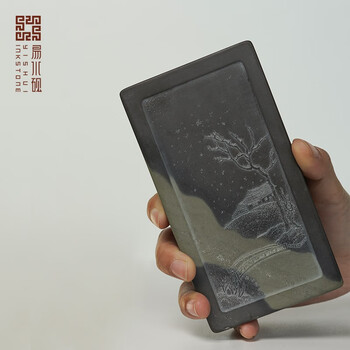 国家非遗 易水砚台 小雪节气限定款 天然原石老坑砚厂家直销包邮 文房四宝 毛笔砚台 礼品学生砚台收藏 青溪渡雪