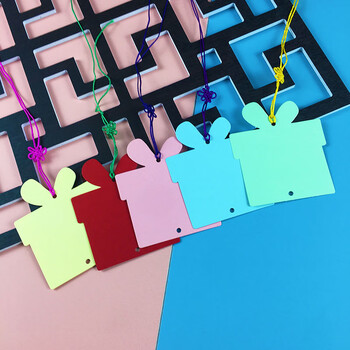 彩色空白书签纸质diy材料学生手工制作幼儿园儿童手绘创意小礼物 5色礼物盒30张加彩色中国结