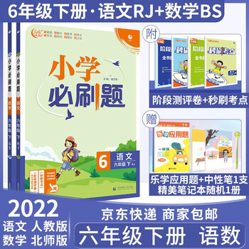 2022版小学必刷题六年级下册语文数学英语人教版练习册理想树教材课本同步随堂天天练测试卷： 语文（人教RJ）+数学（北师BS）下册 共2册