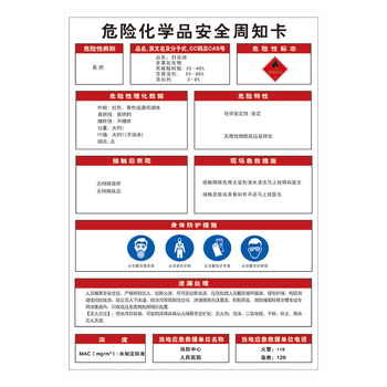 定制危险化学品宣传画安全周知卡提示告知卡警示标识牌标志标示牌NFH NFH69  危险化学品周知卡 封面油 60*40厘米 PVC塑料板