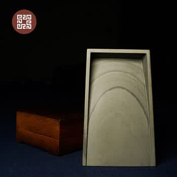 国家非遗易水砚仿古抄手素砚精品老坑原石砚台文房四宝书法书画专用收藏礼品砚手工玉黛石灰绿分层水波纹孤品可定制刻字砚台木盒精美包装