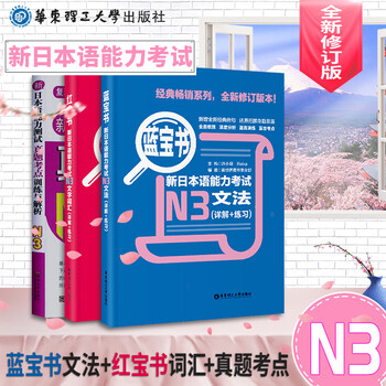 新日本语能力考试红蓝宝书N3+真题考点训练 套装3本