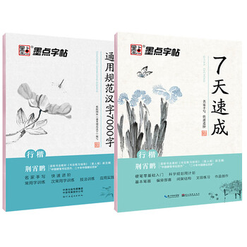 墨点字帖 行楷字帖钢笔字帖行楷硬笔书法练习荆霄鹏行楷临摹字帖7000字7天速成行楷 （2册）