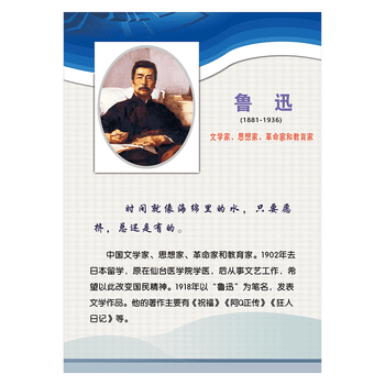名人名言宣传画招贴画挂图教室布置作家头像肖像文学家简介鲁迅覆膜防水贴纸SCH101 SCH101-02 鲁迅 40*30厘米 覆膜防水PP贴纸
