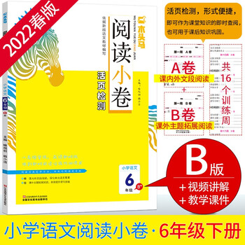 2022春木头马阅读小卷小学语文6年级B版小学六年级下册活页检测小卷随堂练成绩即时现配同步教学课件视频讲解