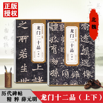 正版北魏龙门二十品上下2册 历代碑帖精粹 魏碑楷书书法毛笔字帖 附简体旁注 传世碑帖 安徽美术出版社