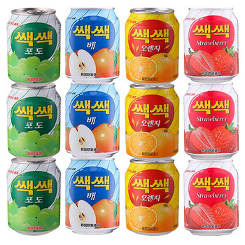 LOTTE乐天238ml果汁饮料12罐多口味混合装 葡萄+苹果+梨+橙+草莓+桃汁颗粒饱满0脂肪低卡 【12罐】葡萄3罐+梨汁3罐+橙汁3罐+草莓汁3罐【图片 价格 品牌 报价】-京东