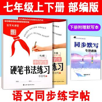 初中练字帖七八年级上册下册人教版RJ中学生硬笔书法练习写字课课练 楷书正楷行书临摹字帖李放鸣练字贴 七年级上下册 共2本
