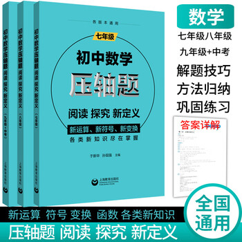 初中数学压轴题七八九年级阅读探究新定义新运算符号变换函数各类新知识尽在掌握解题技巧与方法思维训练挑